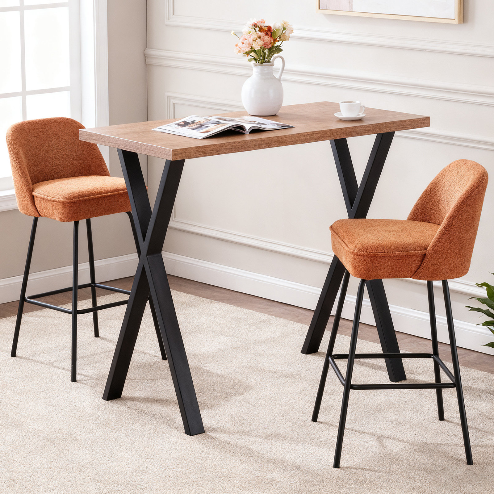 George Oliver 2 - Person Modern Dining Set 120cm Bar Table With Linen ...