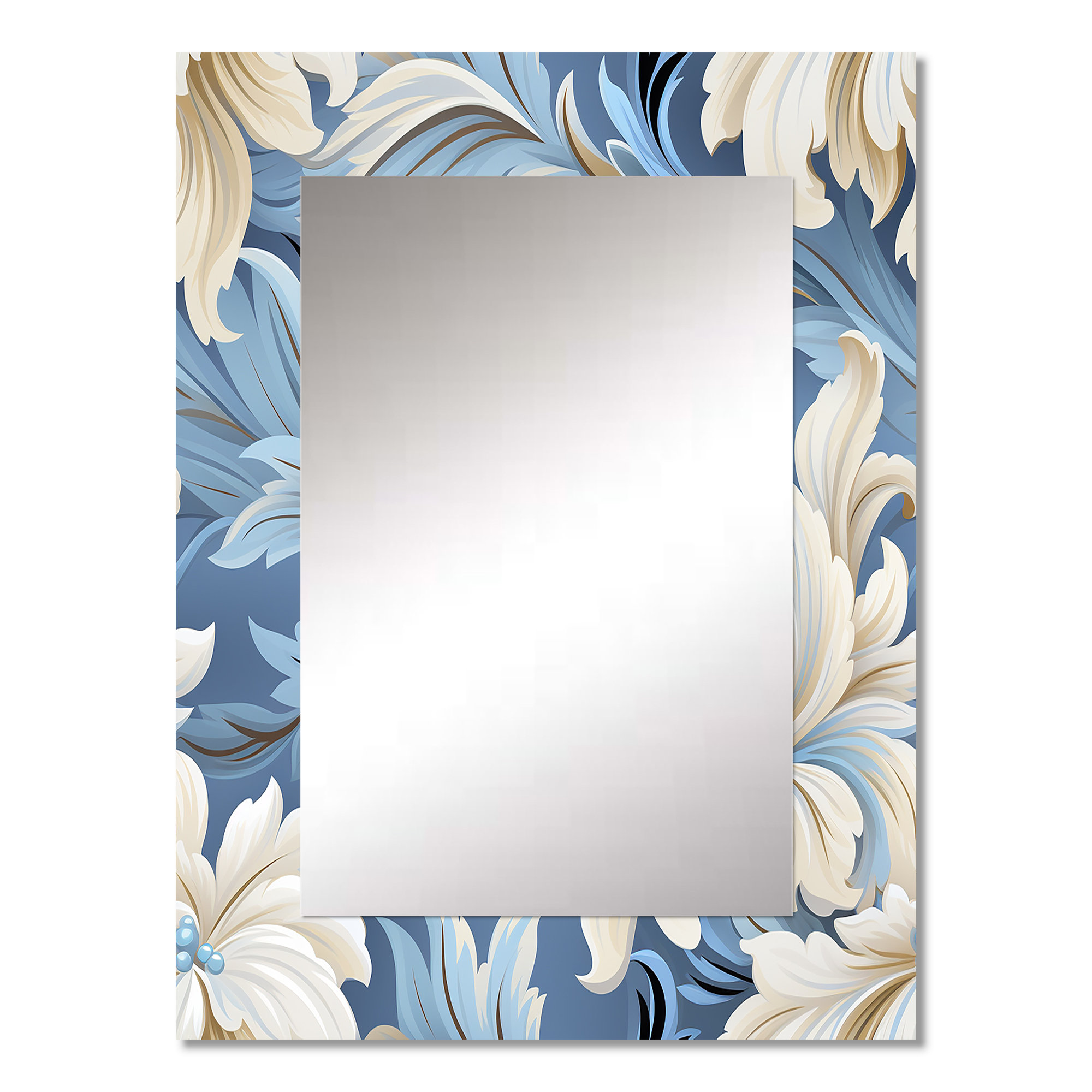 Dakota Fields Hartenstein White And Blue Damask Flowering - damask ...