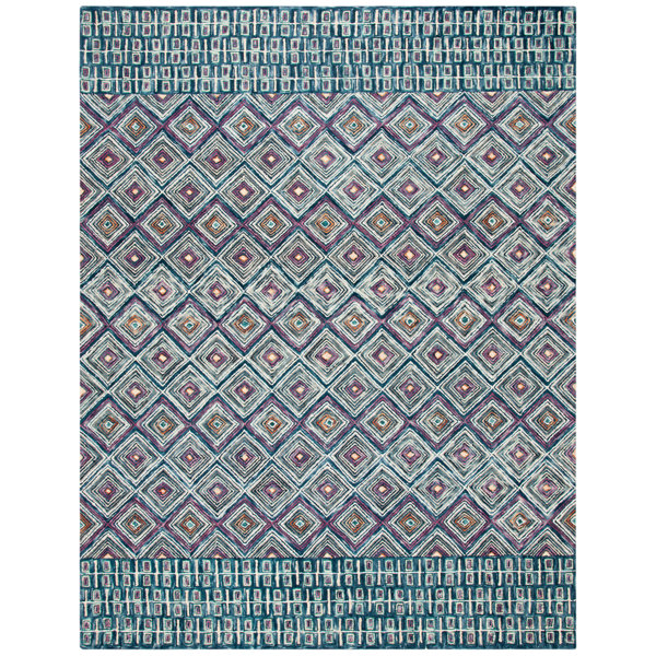Union Rustic Deyoung Geometric Handmade Tufted Wool Blue/Red Area Rug ...