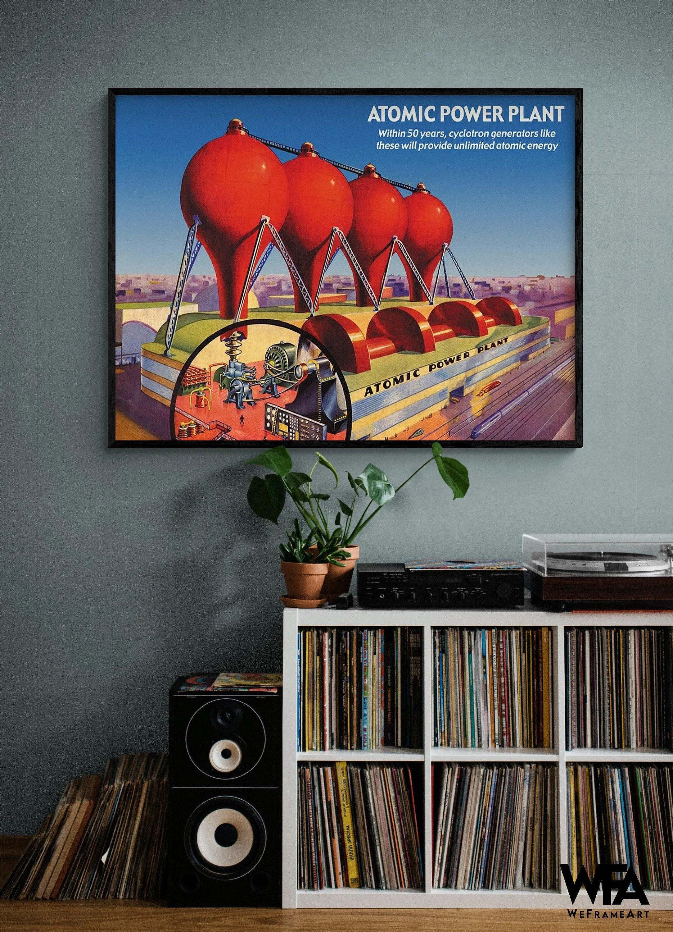 WeFrameArt Retro Nuclear Power Plant Poster, Vintage Power Plant Print ...