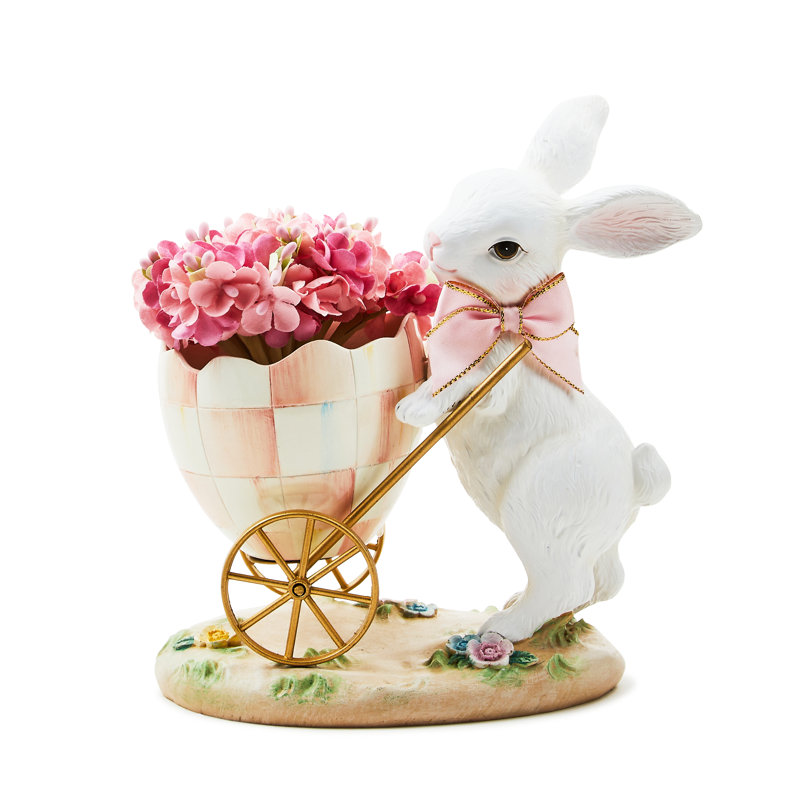 MacKenzie-Childs Rosy Meadow Bunny Egg Cart | Wayfair