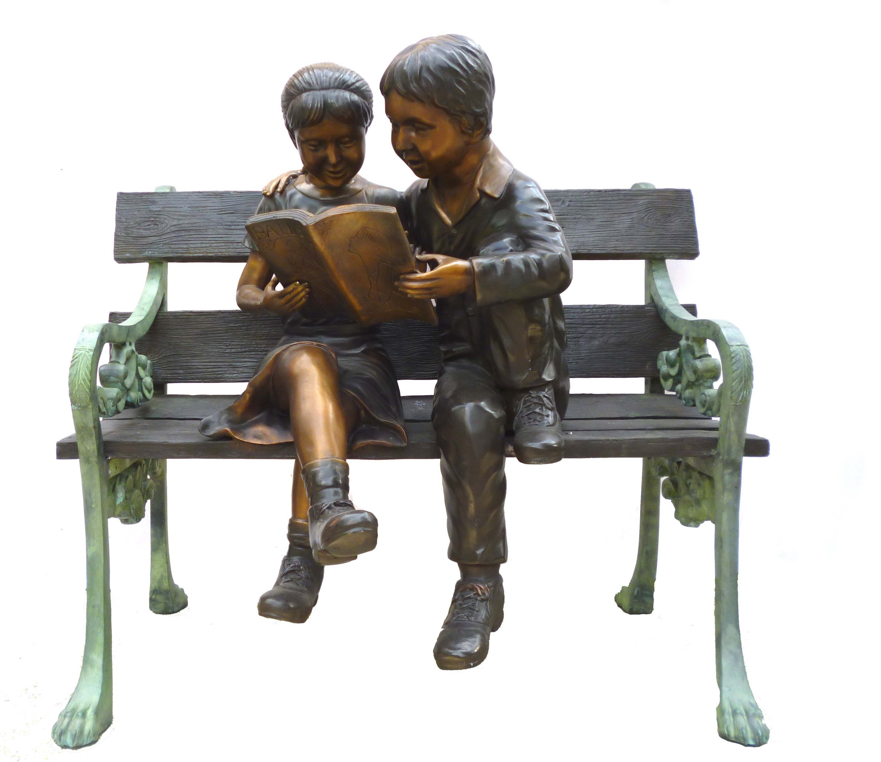 BRONZE & MORE Two Kids On Bench - Wayfair Canada