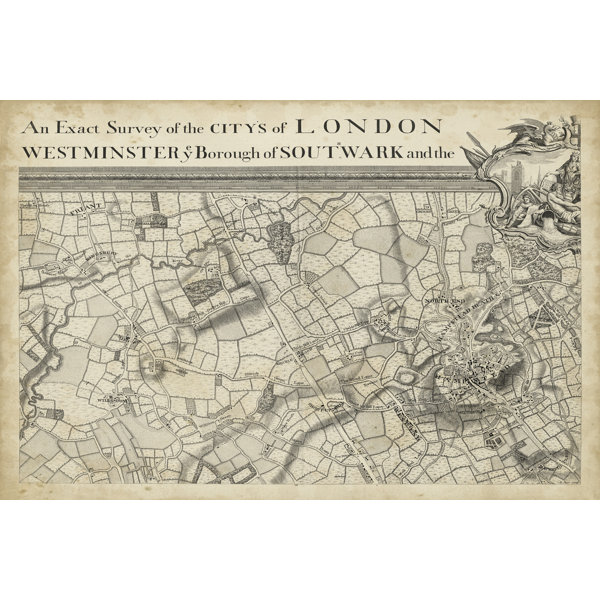 Longshore Tides Map Of London Grid II - Wrapped Canvas Art Prints ...