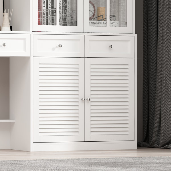 Latitude Run® White Desk With 78.7'' H x 94.5'' W Bookcase & Reviews ...