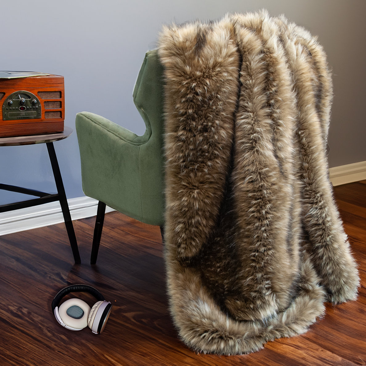 Thomas Collection® Luxury Golden Brown Faux Fur Throw in Assorted Sizes ...