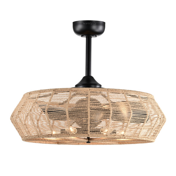 Warehouse of Tiffany Akasha 28 Inch Rattan Rope Ceiling Fan 6 Light ...