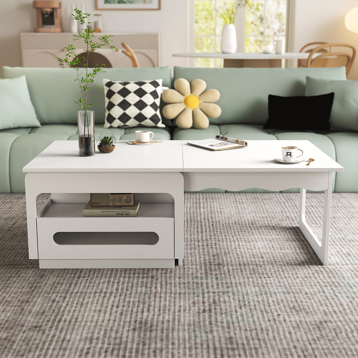 Lark Manor™ Versatile 3-in-1 Deformed Coffee Table with Storage for ...