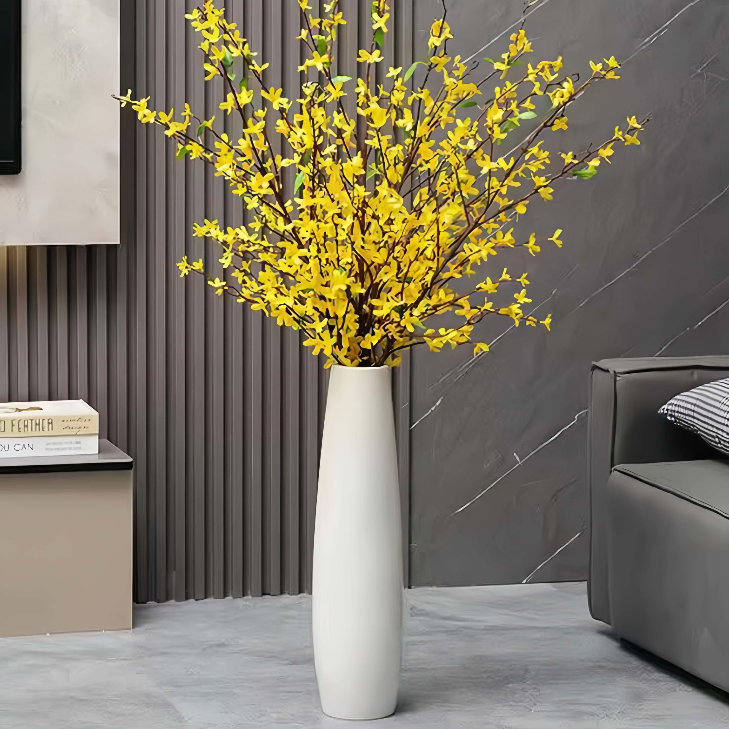 Latitude Run® Modern White Ceramic Floor Vase - 17.7 Inches Tall With ...