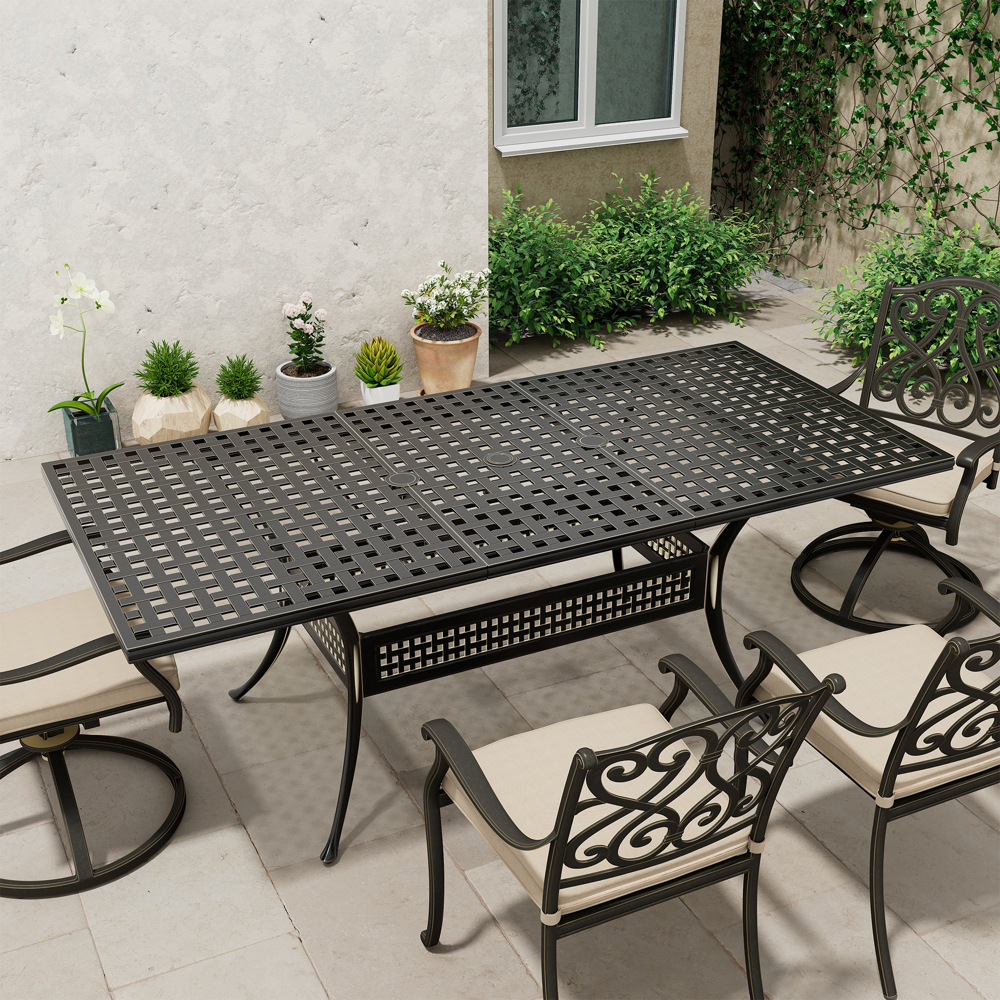 Alcott Hill® Lawrenceville Extendable Cast Aluminum Outdoor Dining ...