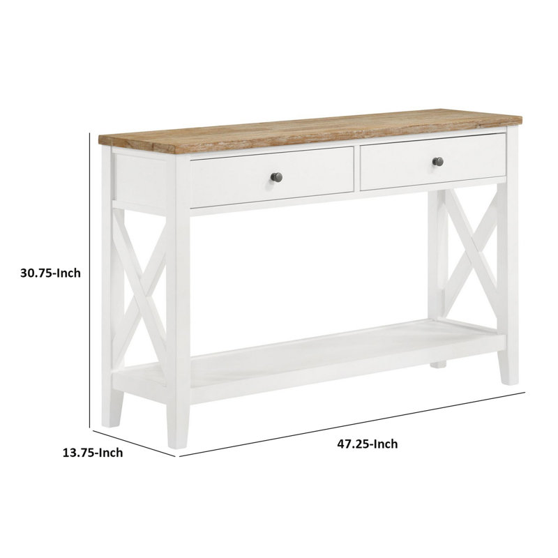 Gracie Oaks Veer Brown and White Rectangular Console Table | Wayfair