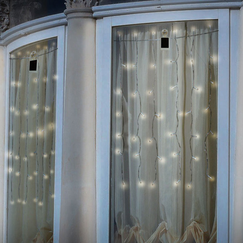 Touch of ECO Drapelites 2.5' Indoor LED Solar Powered 42 - Bulb Curtain ...
