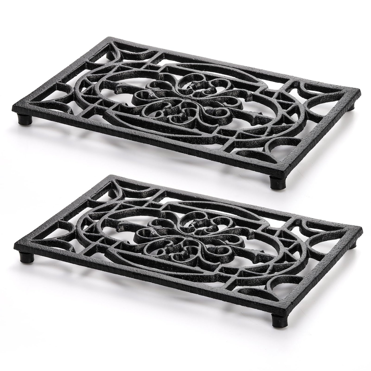 Stack man 2 Pack Rectangle Cast Iron Trivet, 9.4 X 6.2 Inch Heat ...