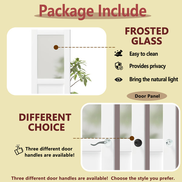 DOOOLI Glass Surfaced Slab Door - 1 Lite Frosted Glassed Surface With ...