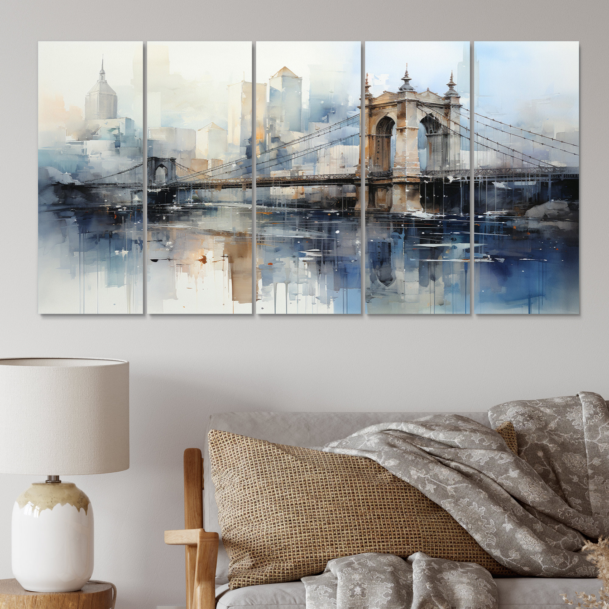 Design Art Blue Bridge Reflective Connections - Architecture Metal Wall ...