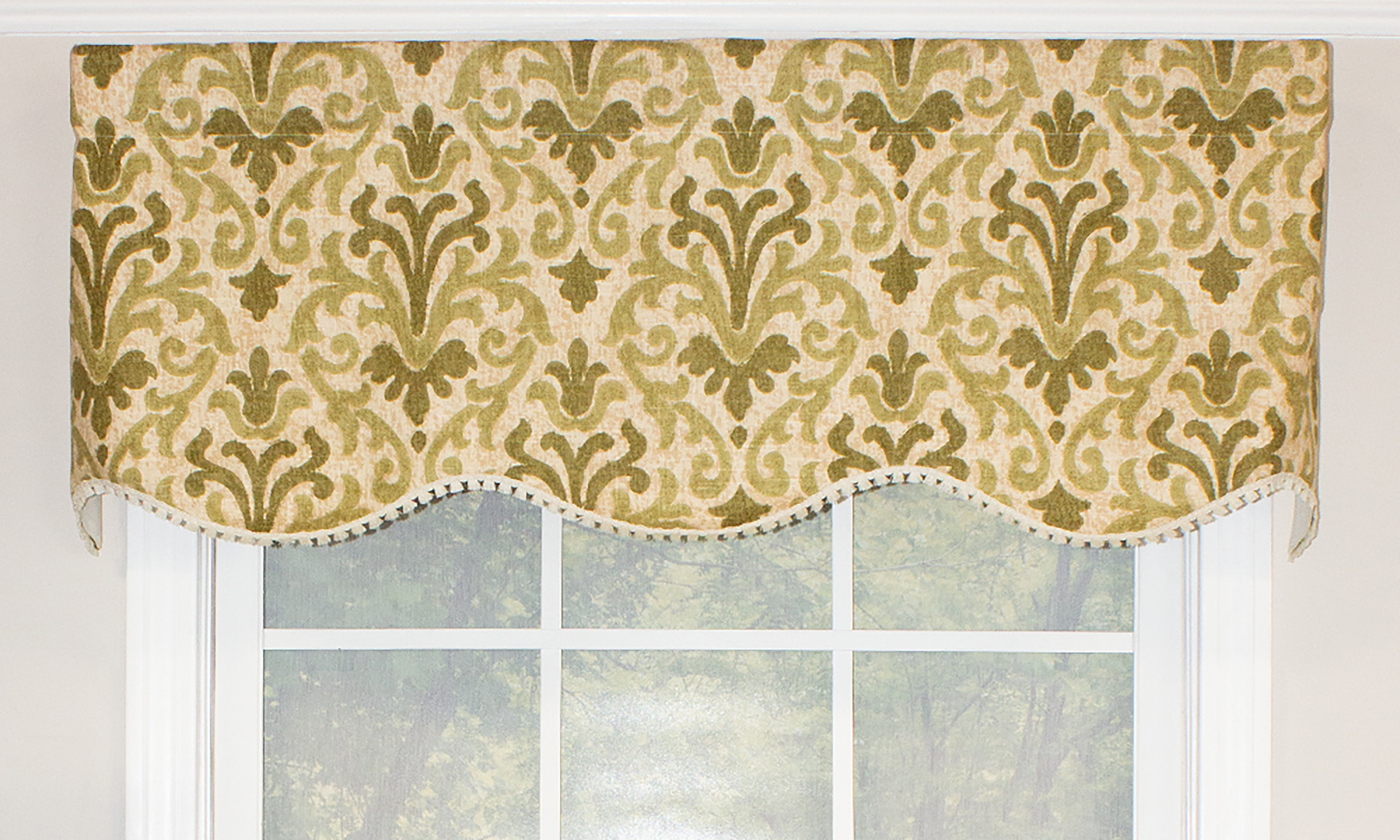 RLF Home Damask Cotton Blend 50'' W Window Valance | Wayfair