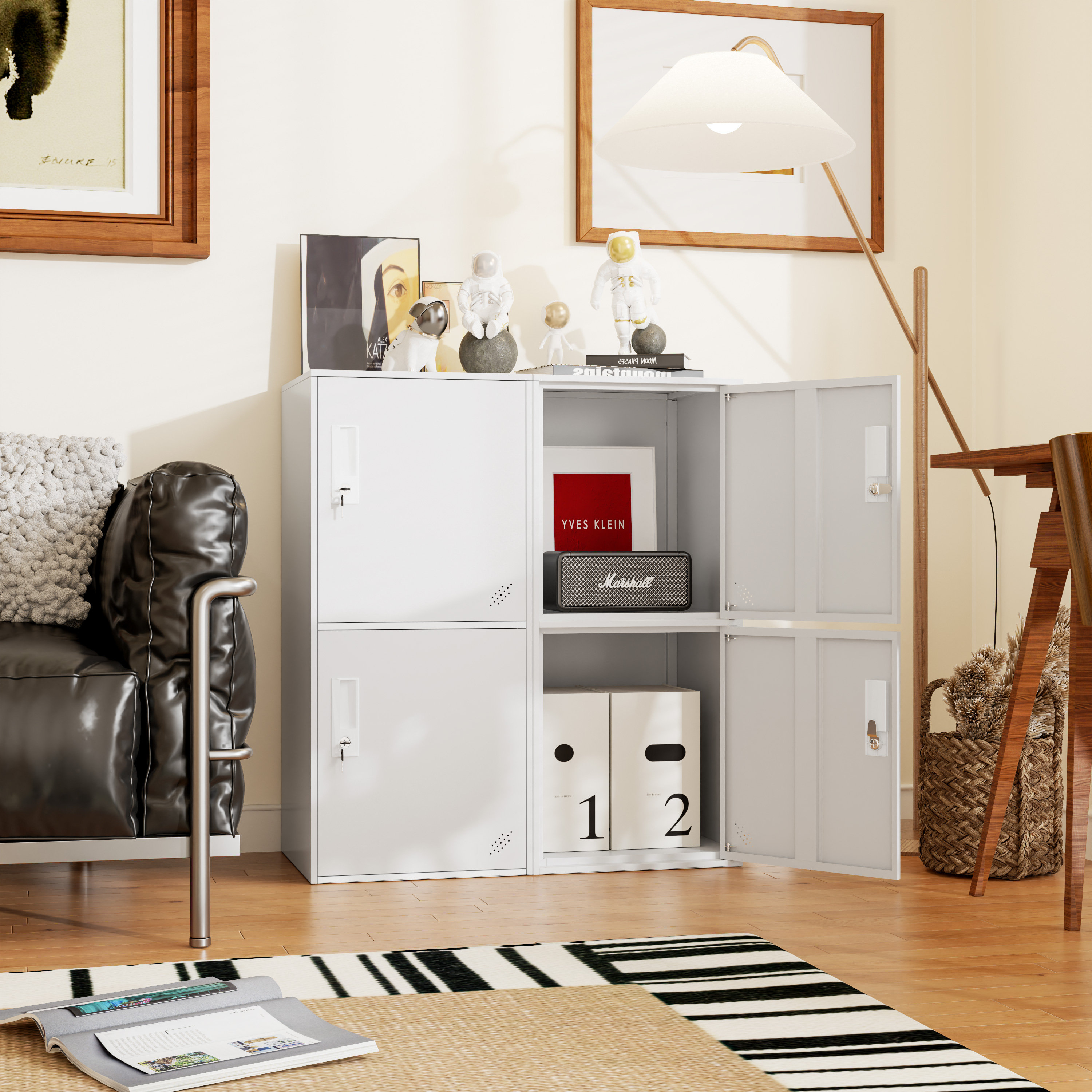 Inbox Zero 3 Door Vertical Stackable Storage Cabinet With Lock,Anti ...