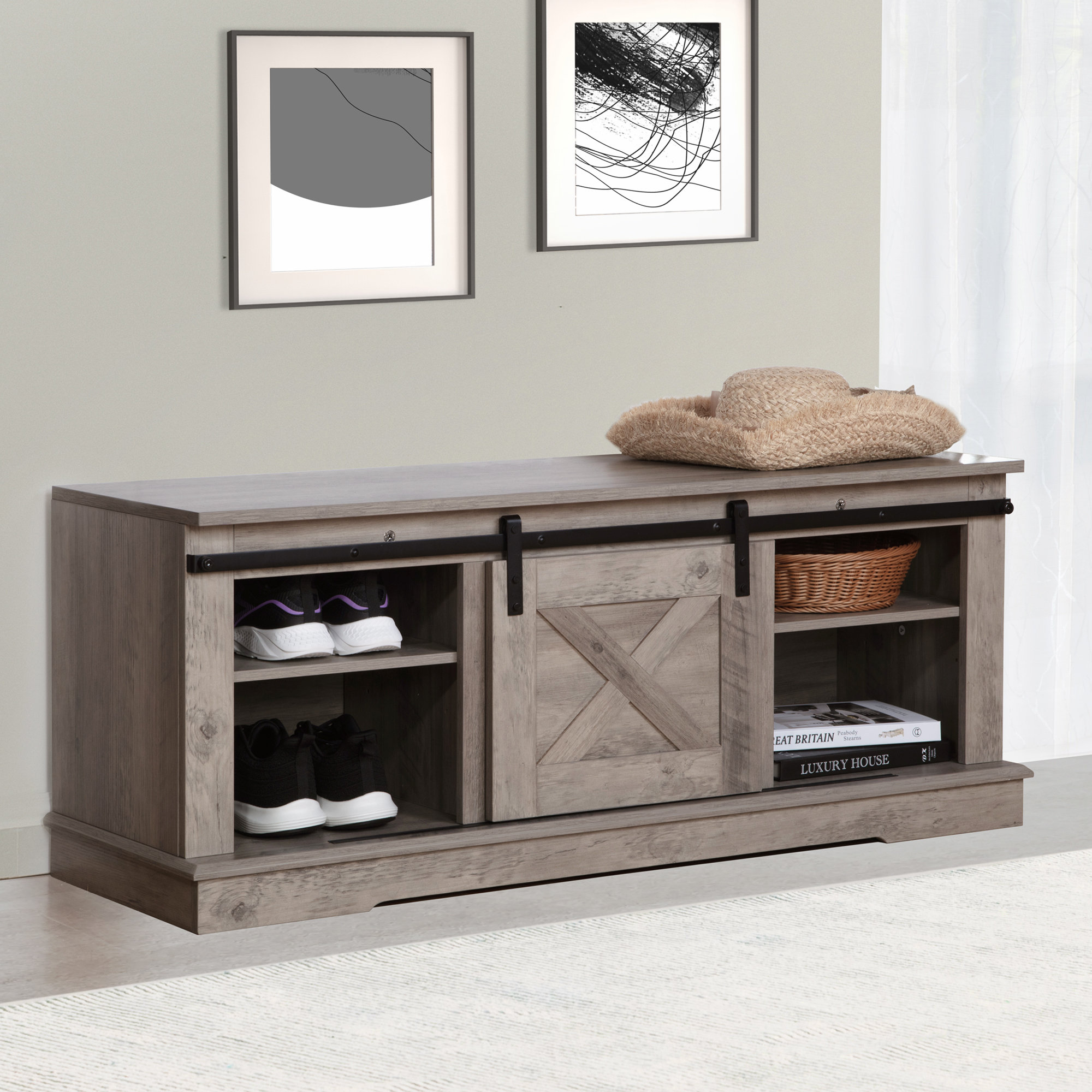 Gracie Oaks Rustic Shoe Bench & Reviews | Wayfair