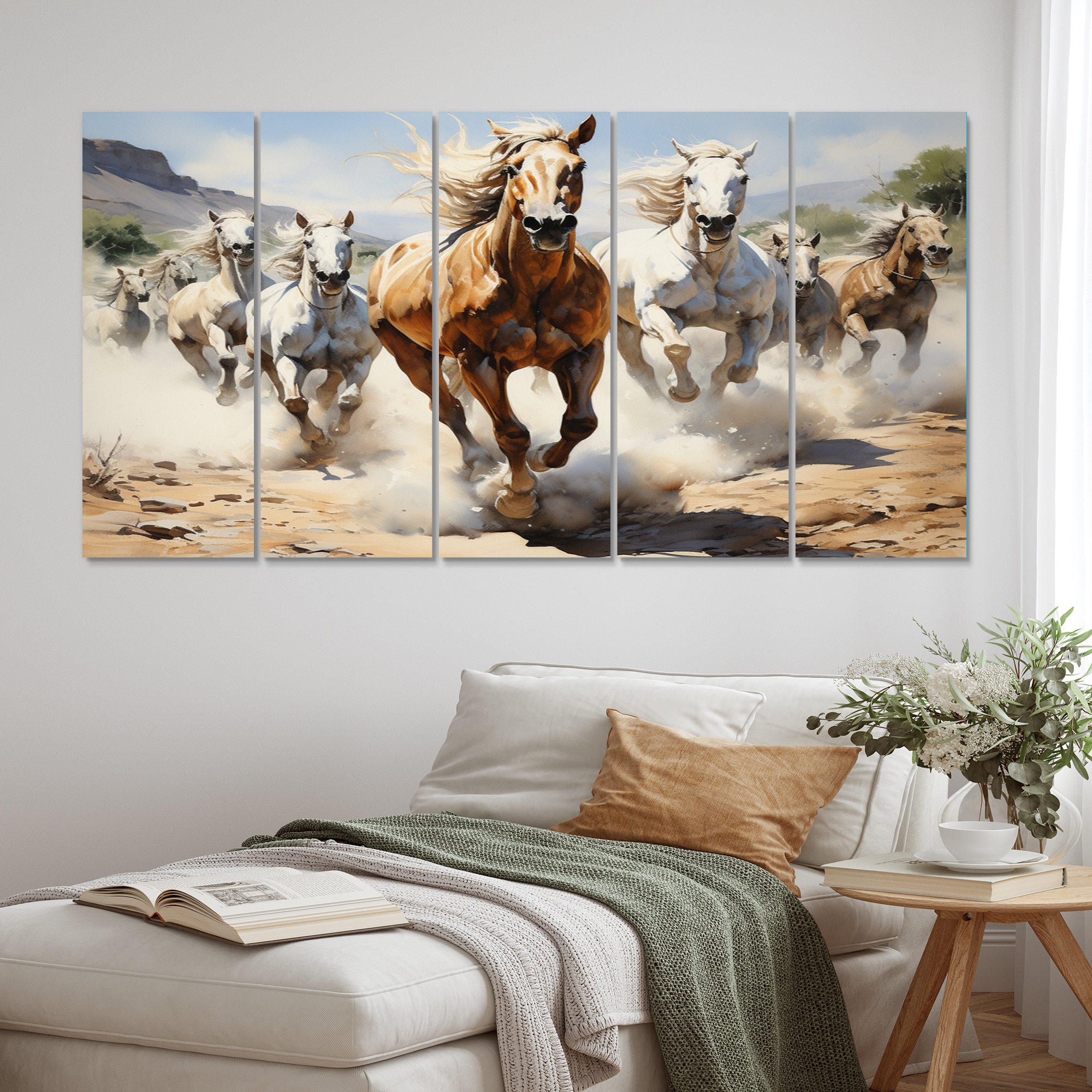 Millwood Pines Cowboy Wild Mustangs Cowboys - Cowboys Canvas Art Print ...