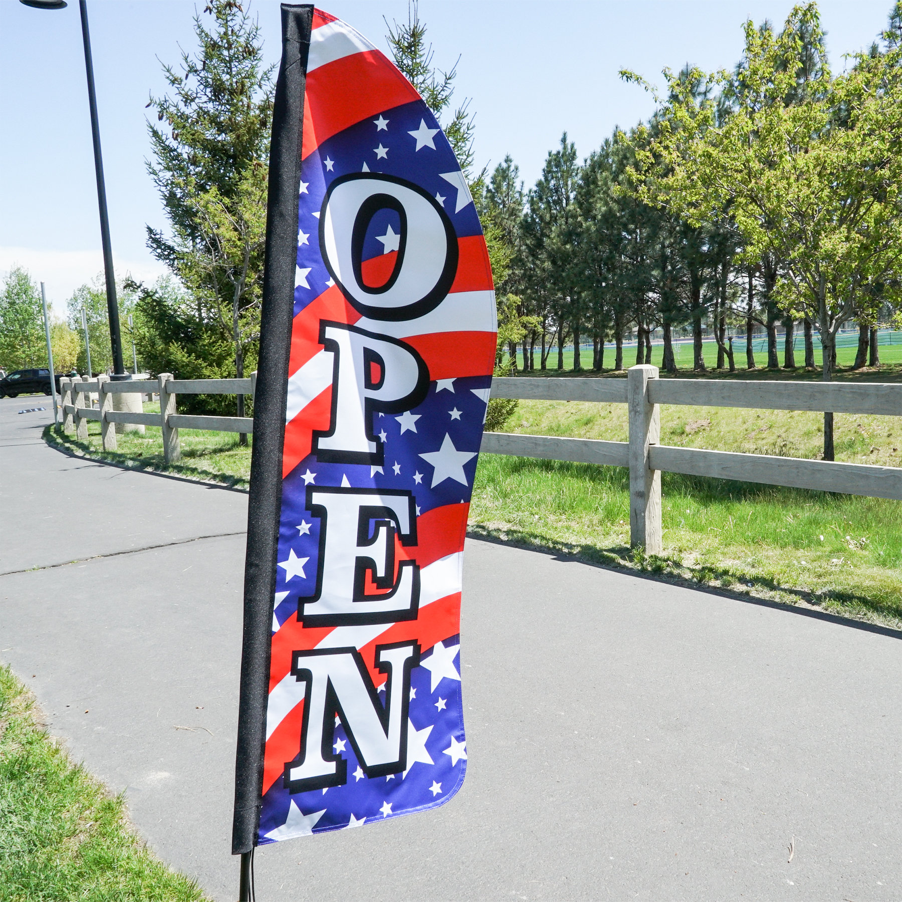 InTheBreeze 4' Heavy Duty Open Stars & Stripes Double Sided Feather ...