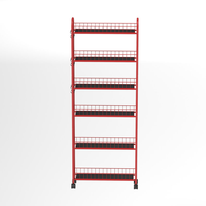 Prep & Savour Red 6-Tier Rolling Cart Gap Kitchen Slim Slide Out ...