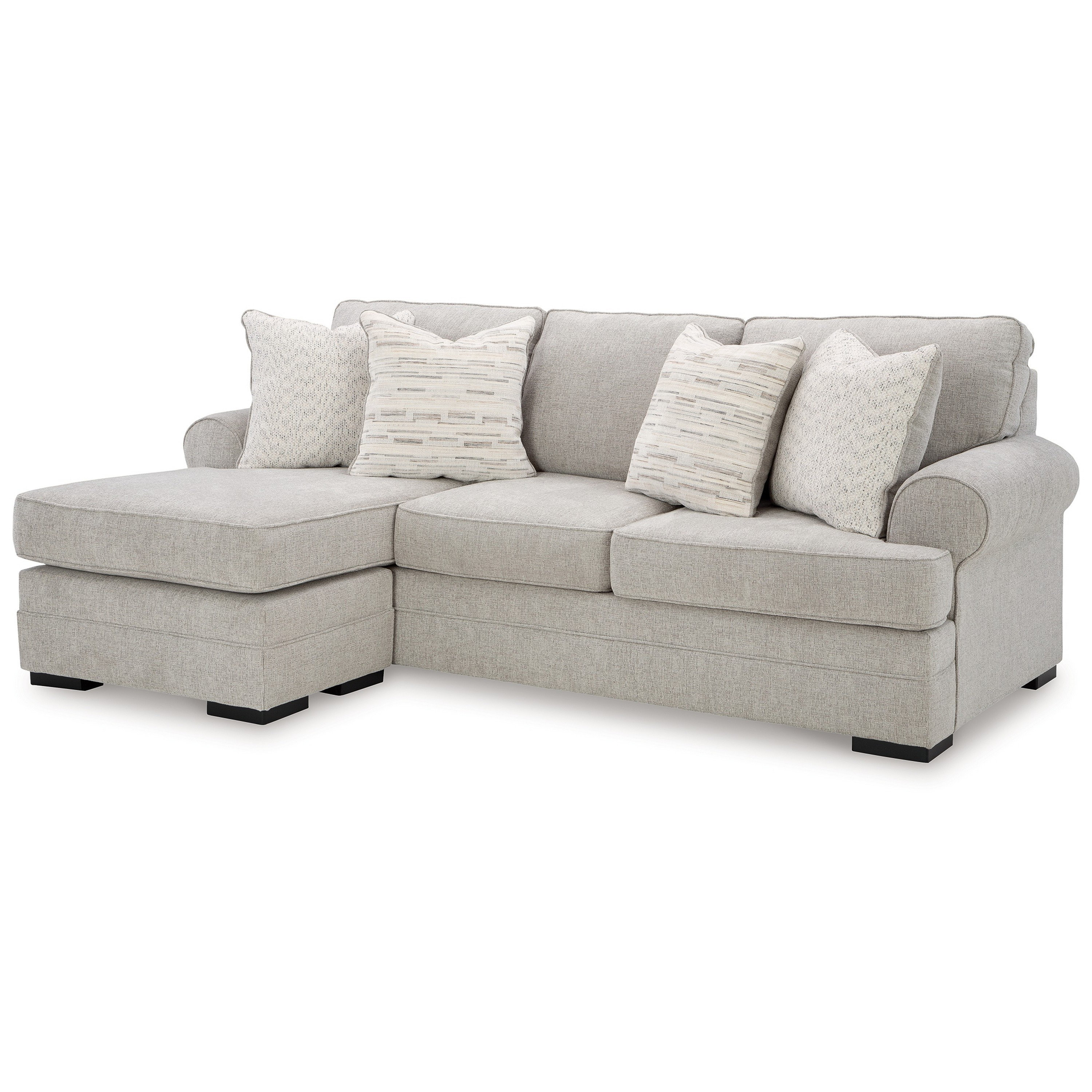 Benjara Shelyn Sofa Chaise With 4 Accent Pillows, Sand Gray Polyester ...