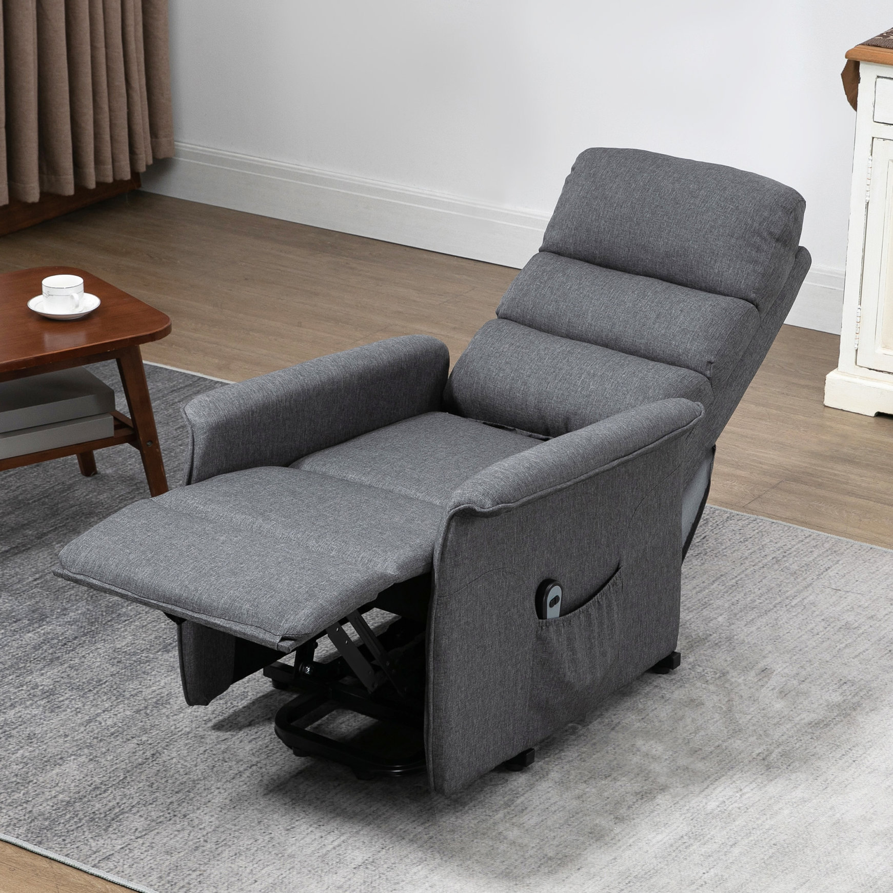 Hokku Designs Grey Fabric Lift Chair For Elderly Users - Remote Control ...