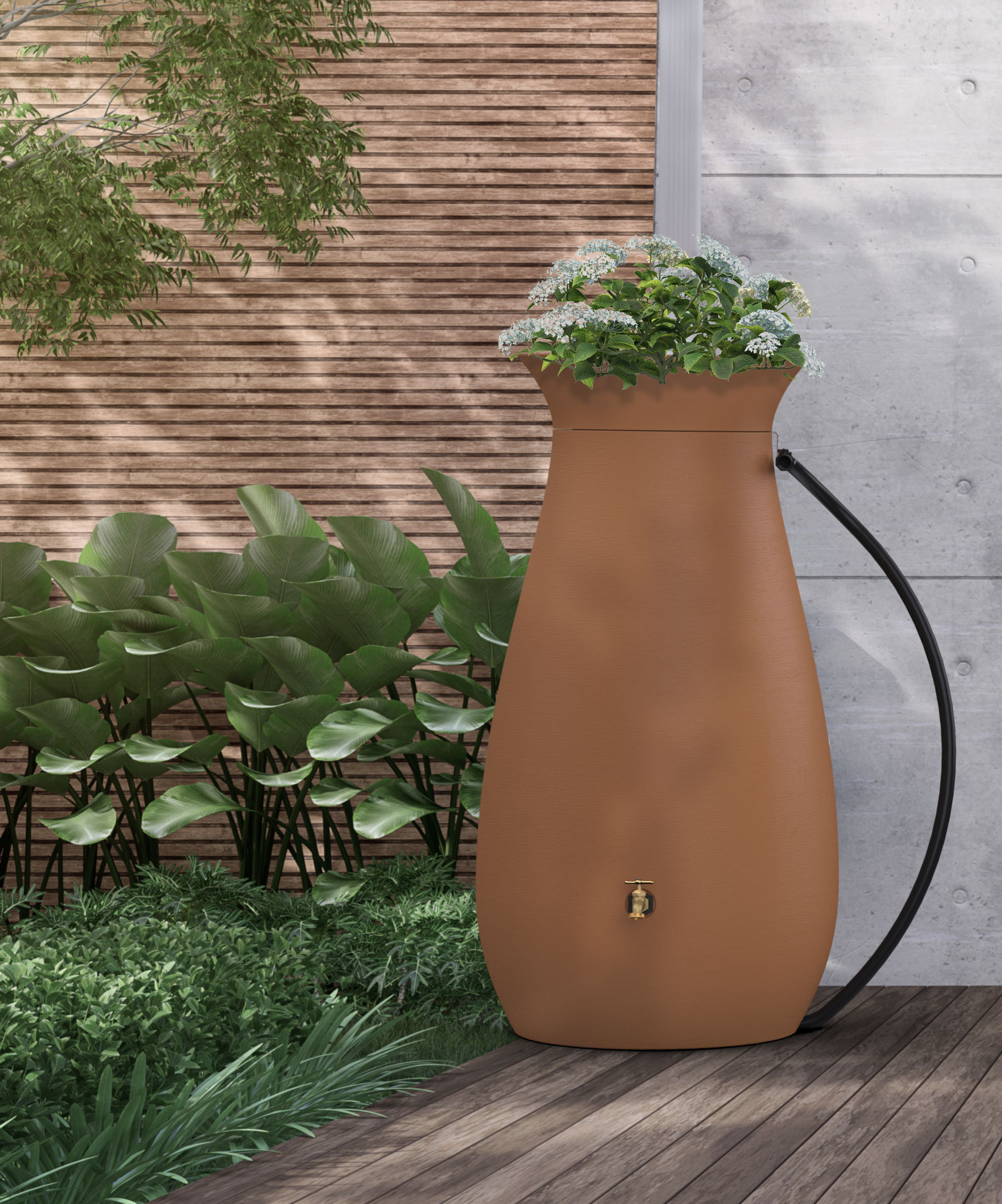 Algreen 65 Gallon Plastic Rain Barrel with Planter Top & Reviews ...