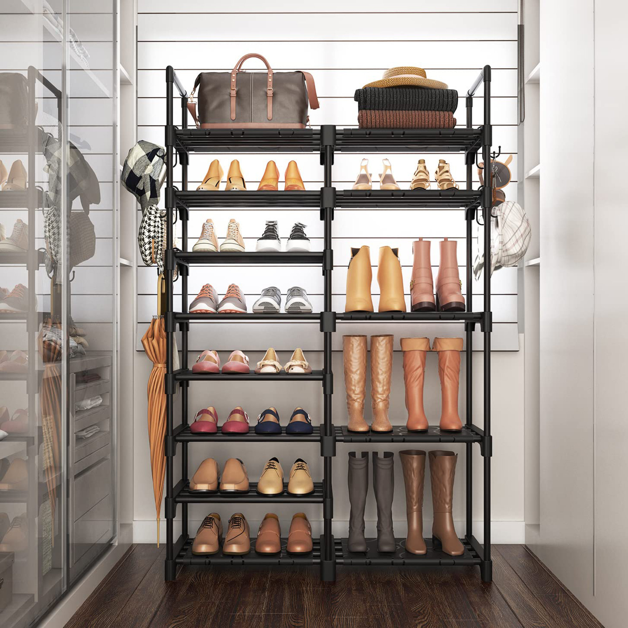Rebrilliant ROJASOP Shoe Rack Organizer, 8-Tier Metal Shoe Rack For ...