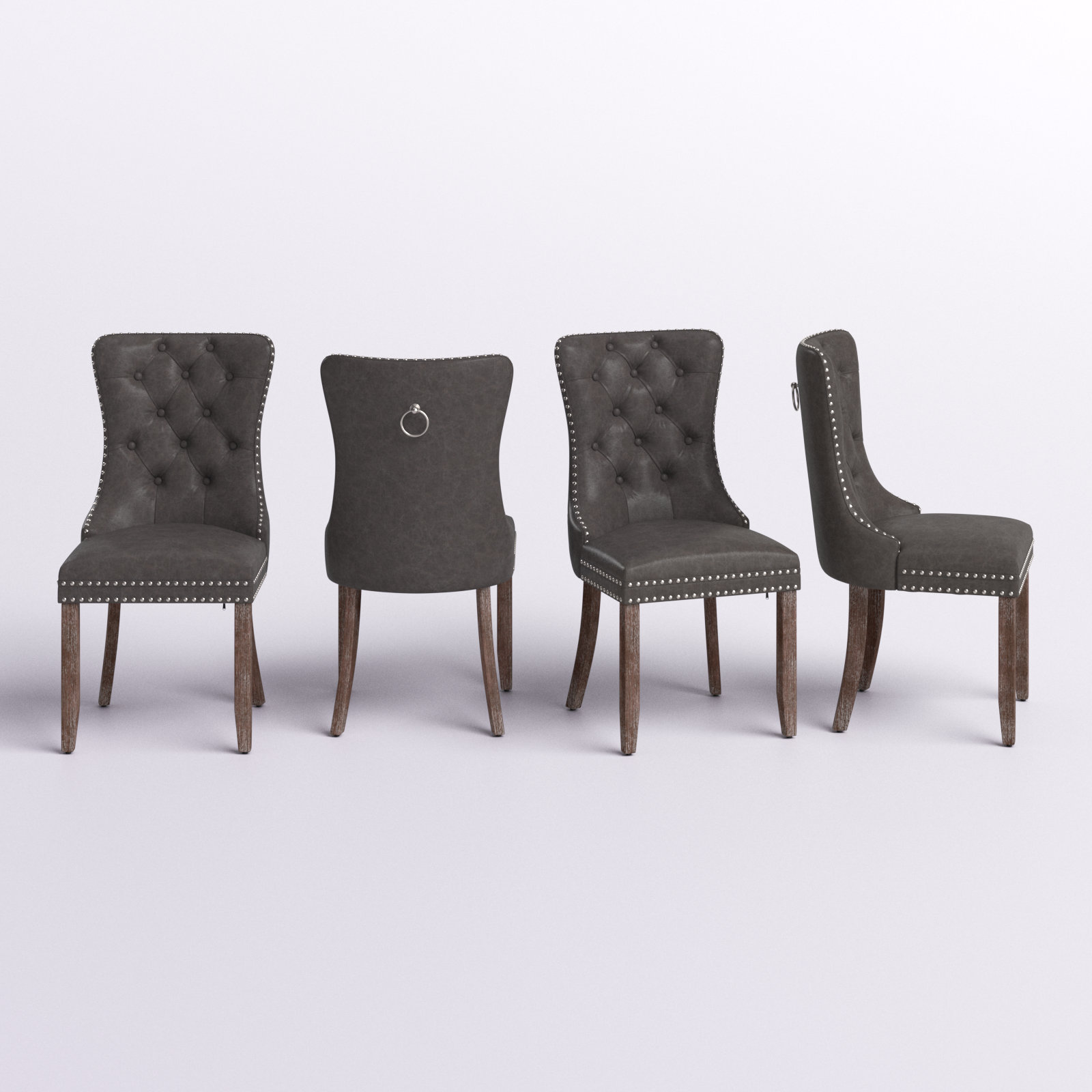 Lark Manor™ Alexes Tufted Leather Upholstered Wing Back Dining Chair ...