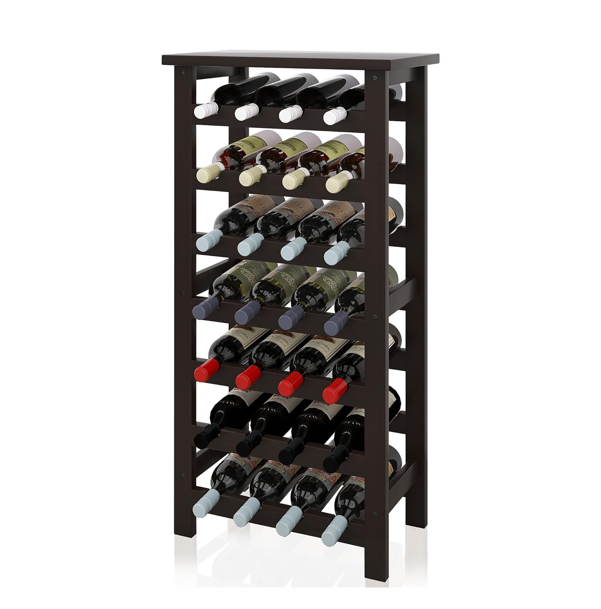 Brayden Studio Brom Floor Wine Bottle & Glass Rack Brown | Wayfair.co.uk