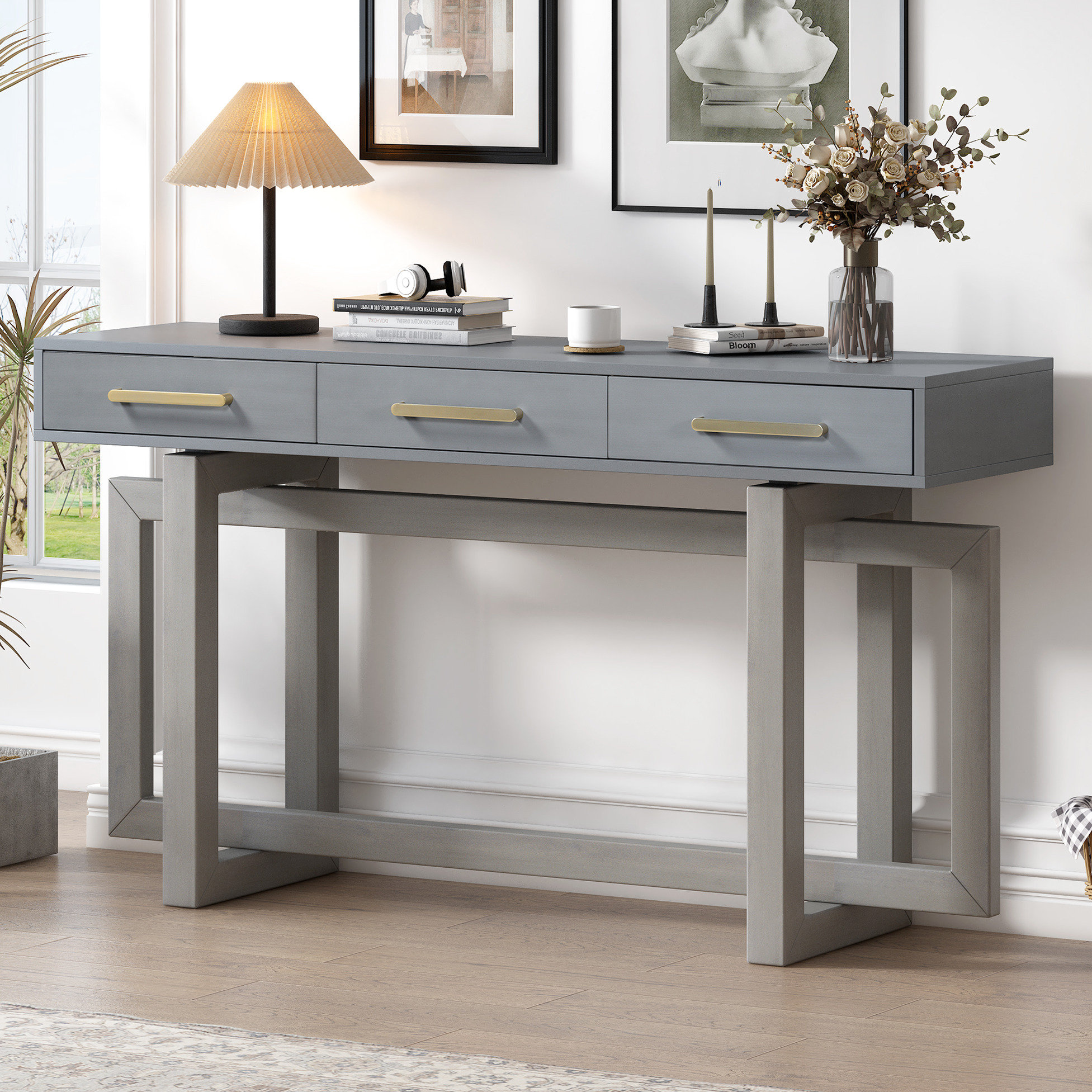 Latitude Run® Elegant Corridor Console Table With 3 Drawers, Long ...