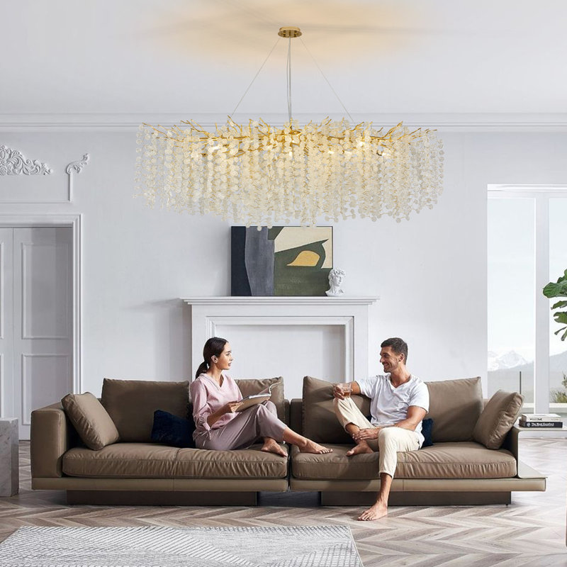 Akari Tree Branch Glass Art Gold Coin Chandelier Lighting, L63" | Wayfair