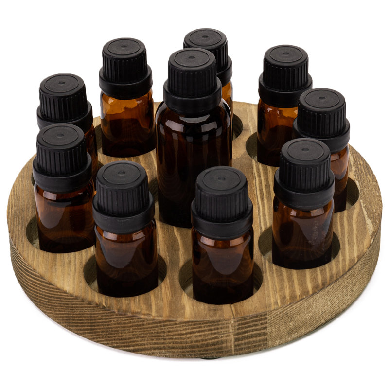 Rebrilliant 10 Slot Solid Wood Essential Oil Bottle Holder | Wayfair