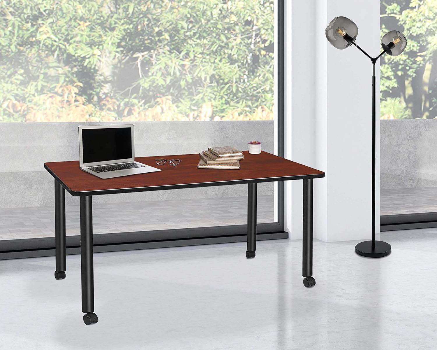 17 Stories Mobile Desk Table With Locking Casters, Durable Steel Legs ...