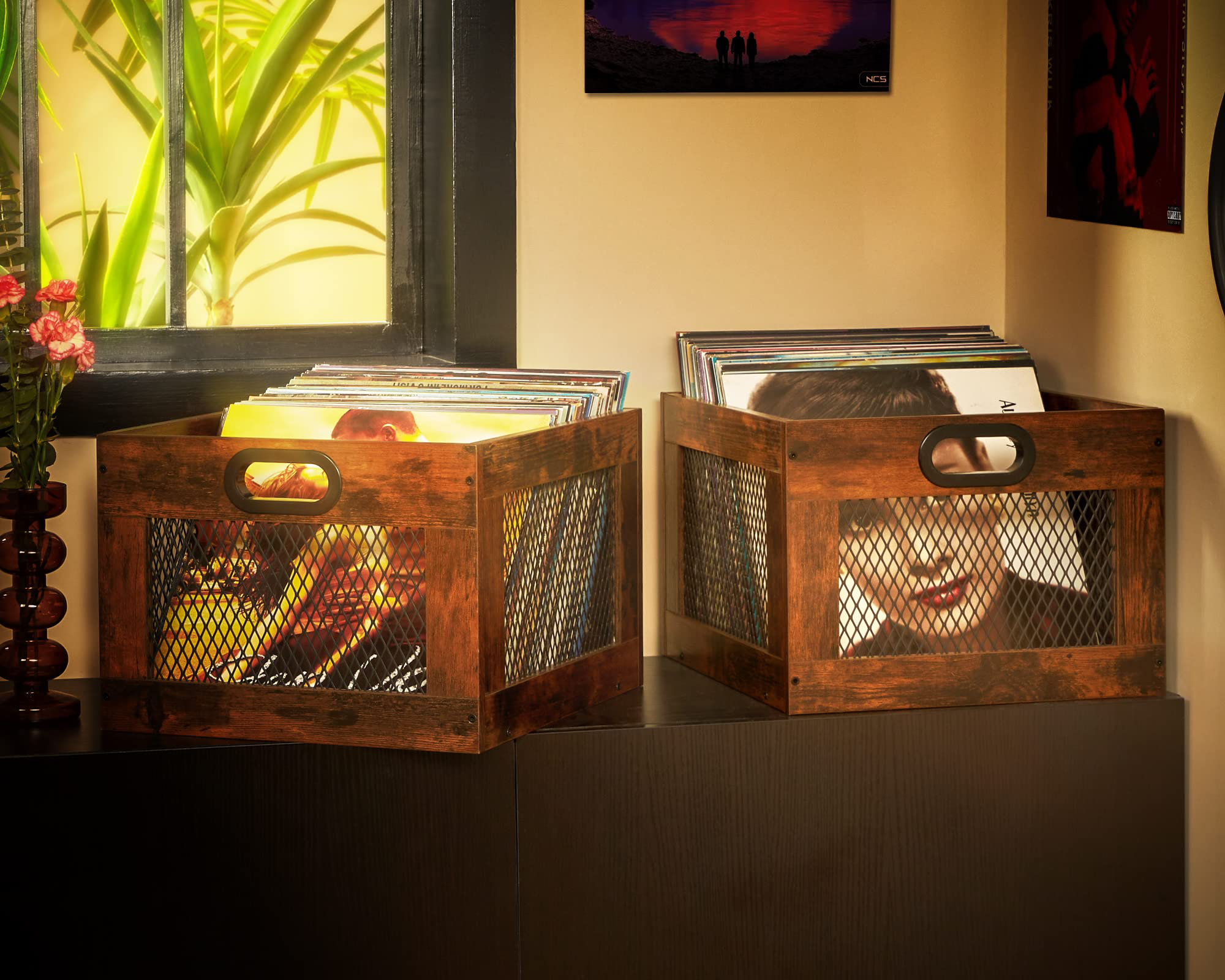 ONILEM 2-Pack Vinyl Record Storage Crates, Durable LP Record Holder ...