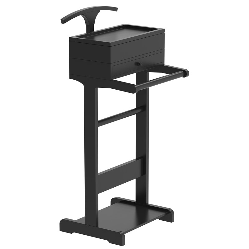 Latitude Run® Clothing Rack With Storage Shelves, Wooden Valet Stand ...