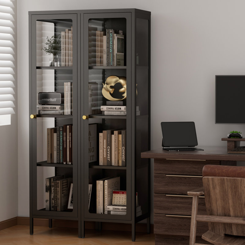 Ebern Designs 63"H 3-Sided Glass Display Cabinet With Adjustable Shelf ...