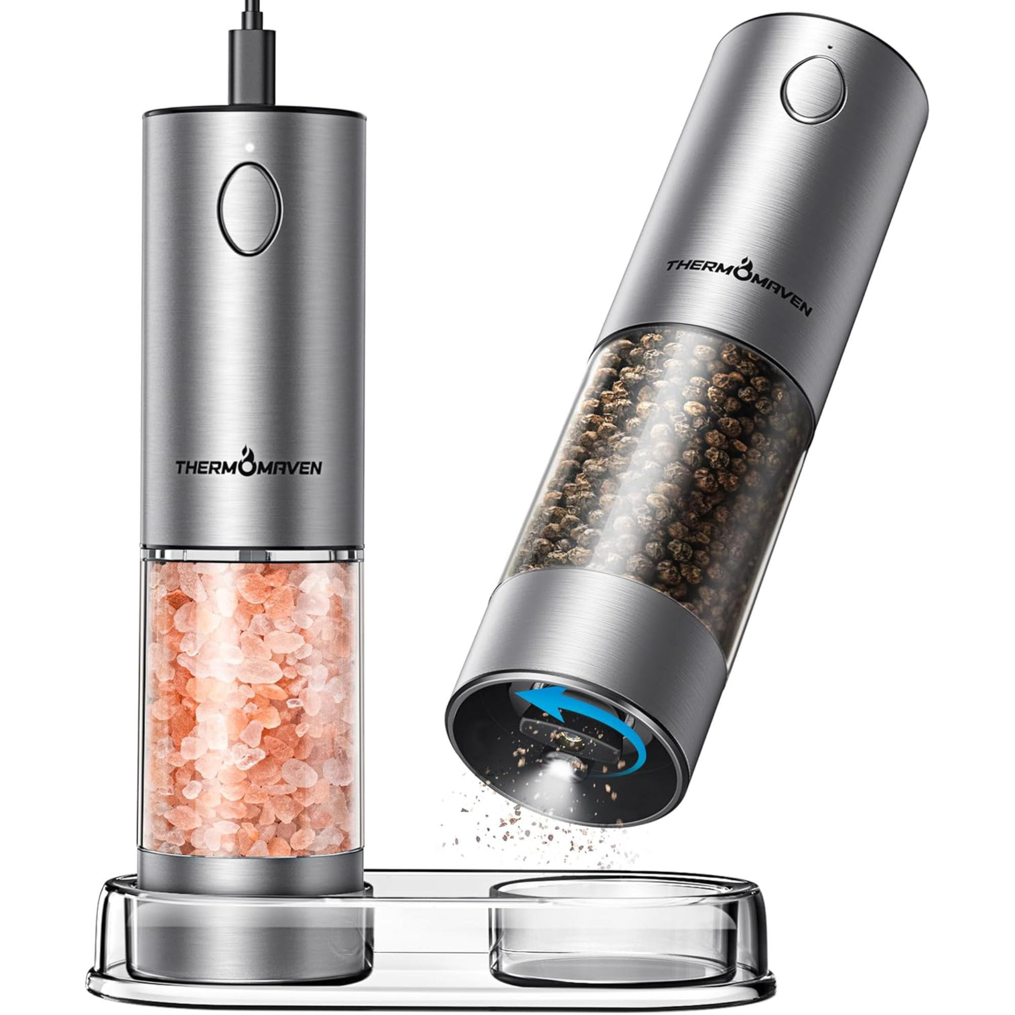 Textiles Hub Electric Salt And Pepper Grinder Set Larger Rechargeable ...