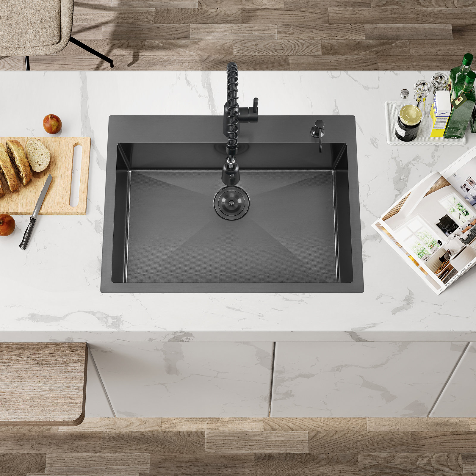 Attop Handmade Nano Black Stainless Steel Scratch-resistant 30 Inch ...