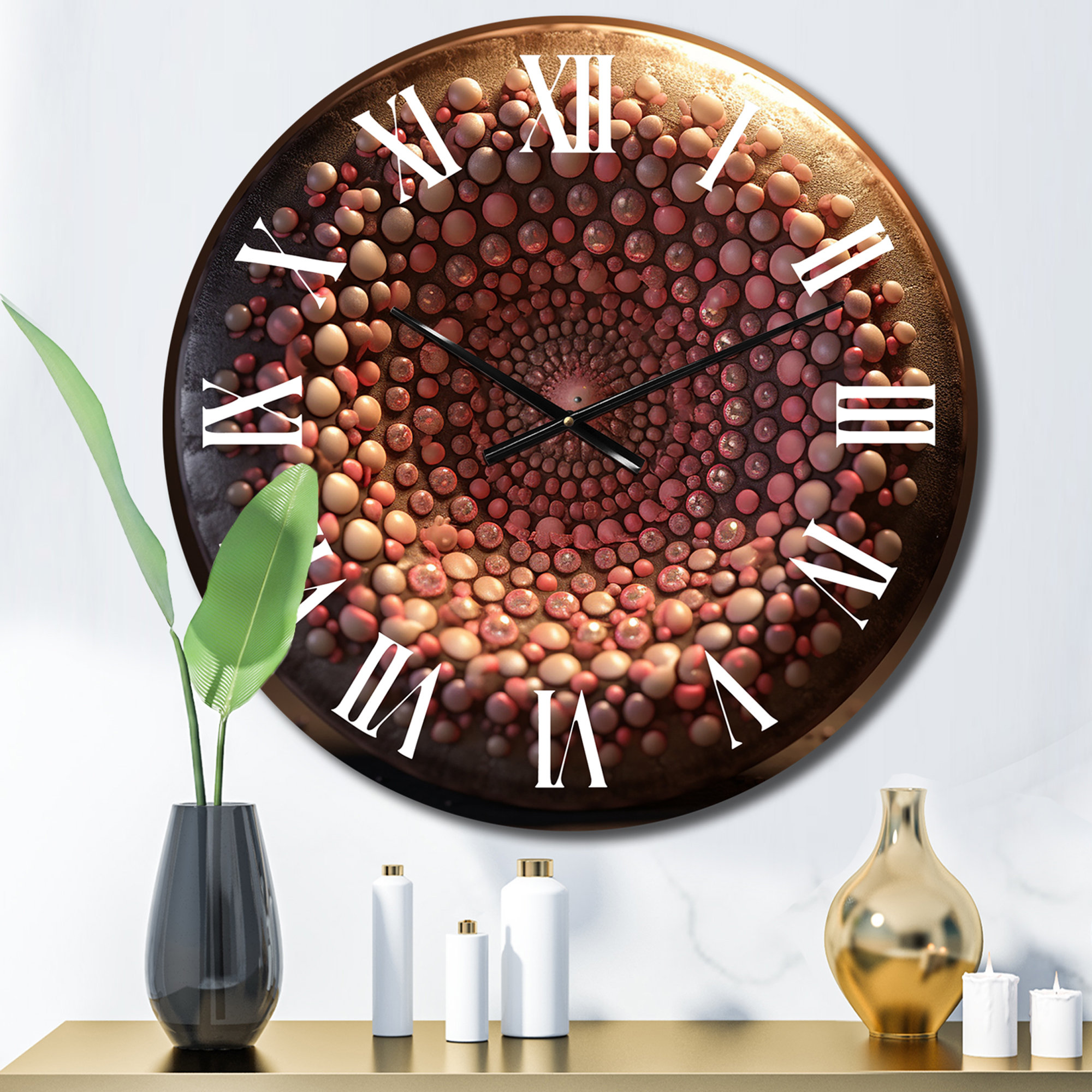 Design Art Mauve And Pink Retro Glam Mandala II Metal Wall Clock | Wayfair