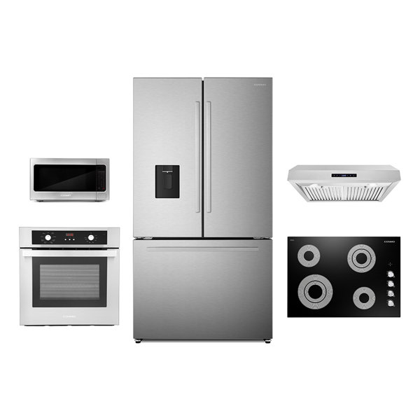 Cosmo 5 Piece Kitchen Package With 30" Electric Cooktop 30" Under ...