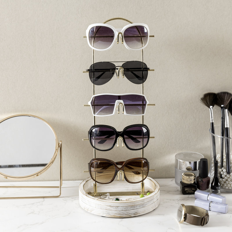 Mercer41 Sunglasses Display Stand With Whitewashed Wood Ring Tray | Wayfair