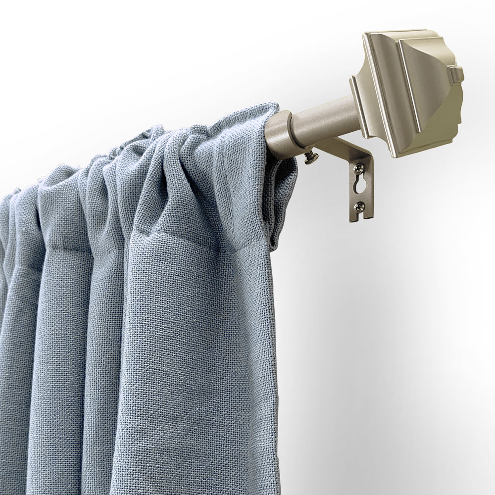Charlton Home® Dalmar 5/8" Decorative Square Adjustable Single Curtain ...