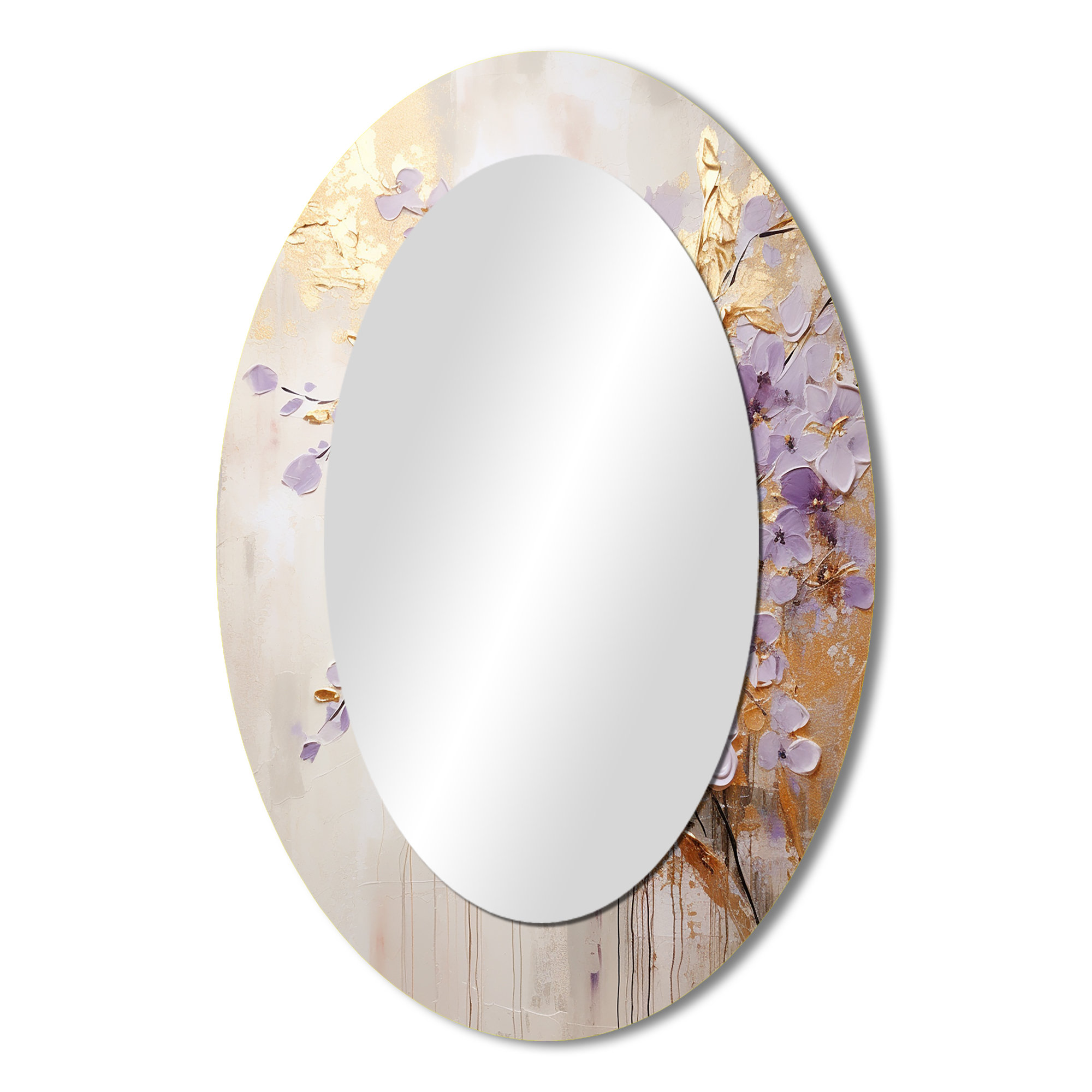 East Urban Home Purple And Gold Adorned Violets Meadow IV - Purple Oval ...