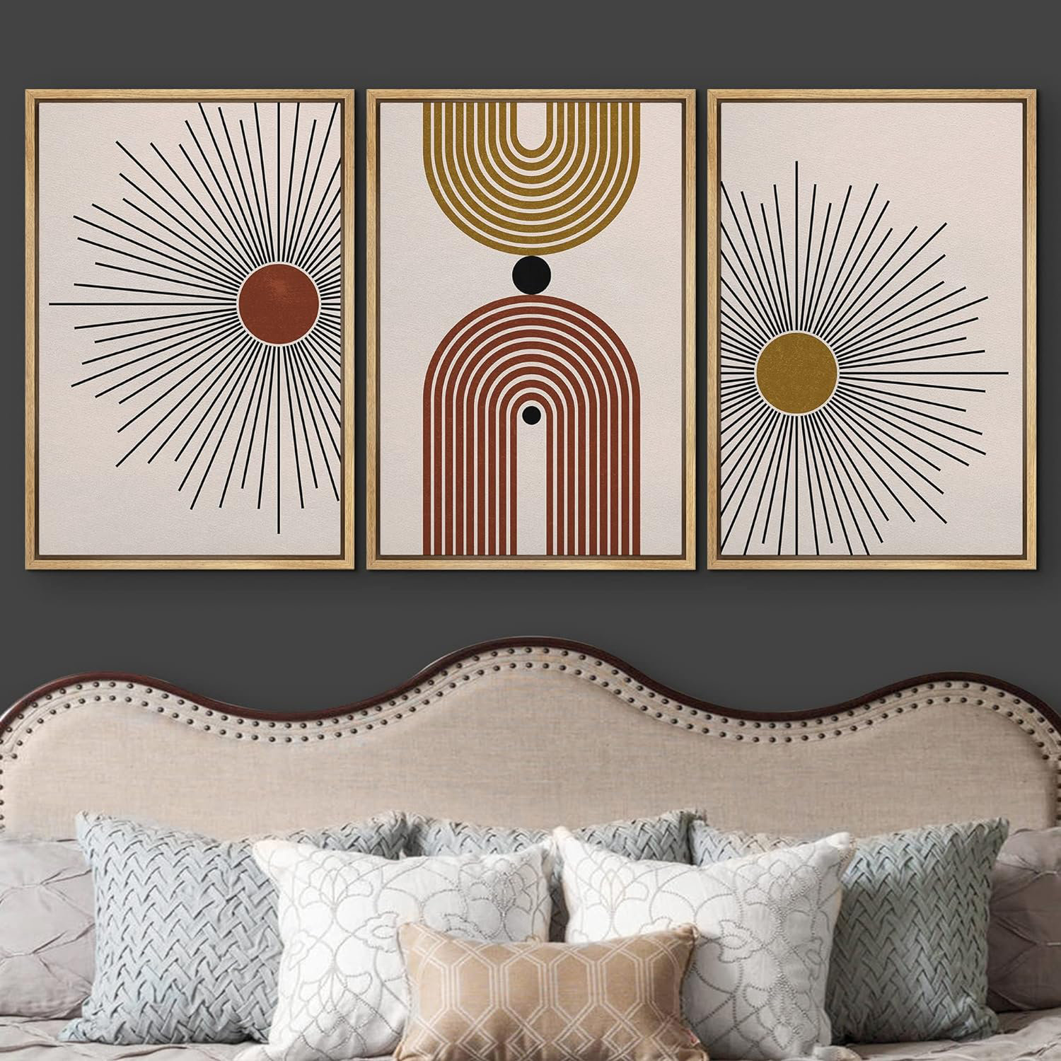wall26 " Brown And Yellow Shining Sun And Polygons Abstract Shapes ...