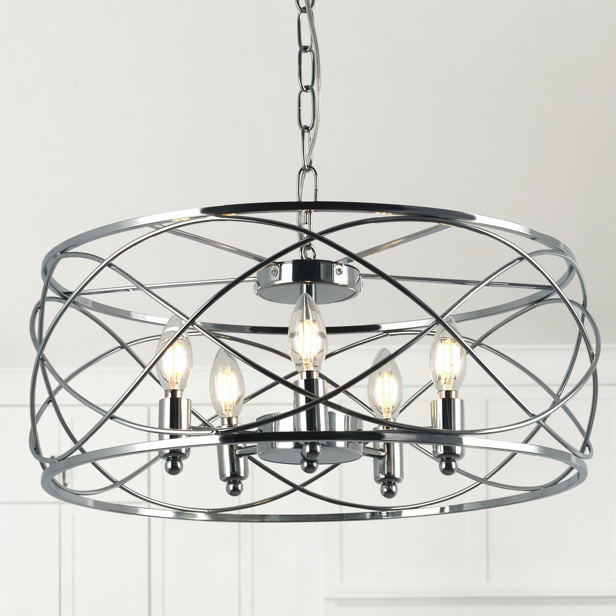 17 Stories 20In. Industrial Caged Chandelier, Modern 5-Light Dining ...