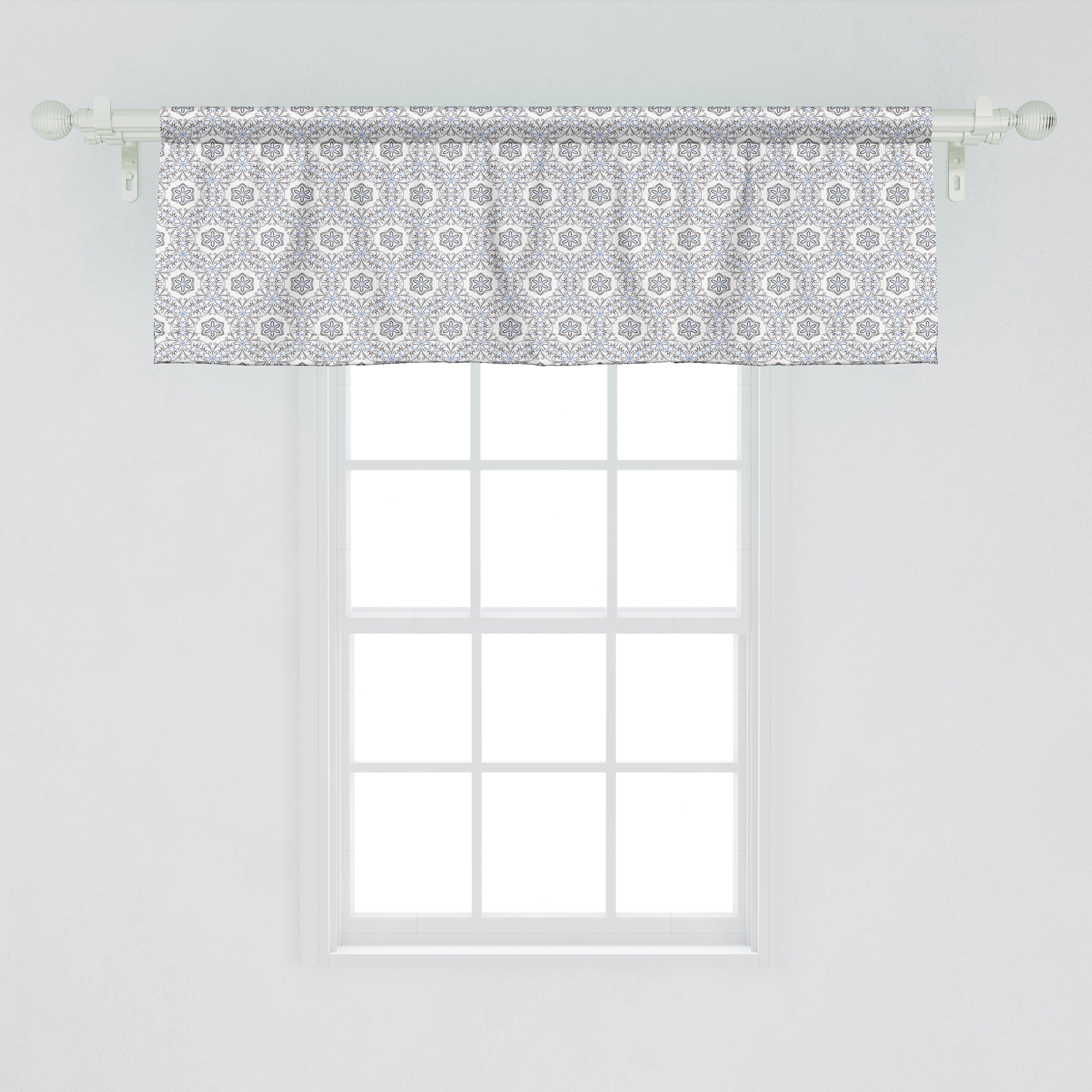 Ambesonne Floral Valance Pack of 2 Scroll Curls Mosaic Tile | Wayfair