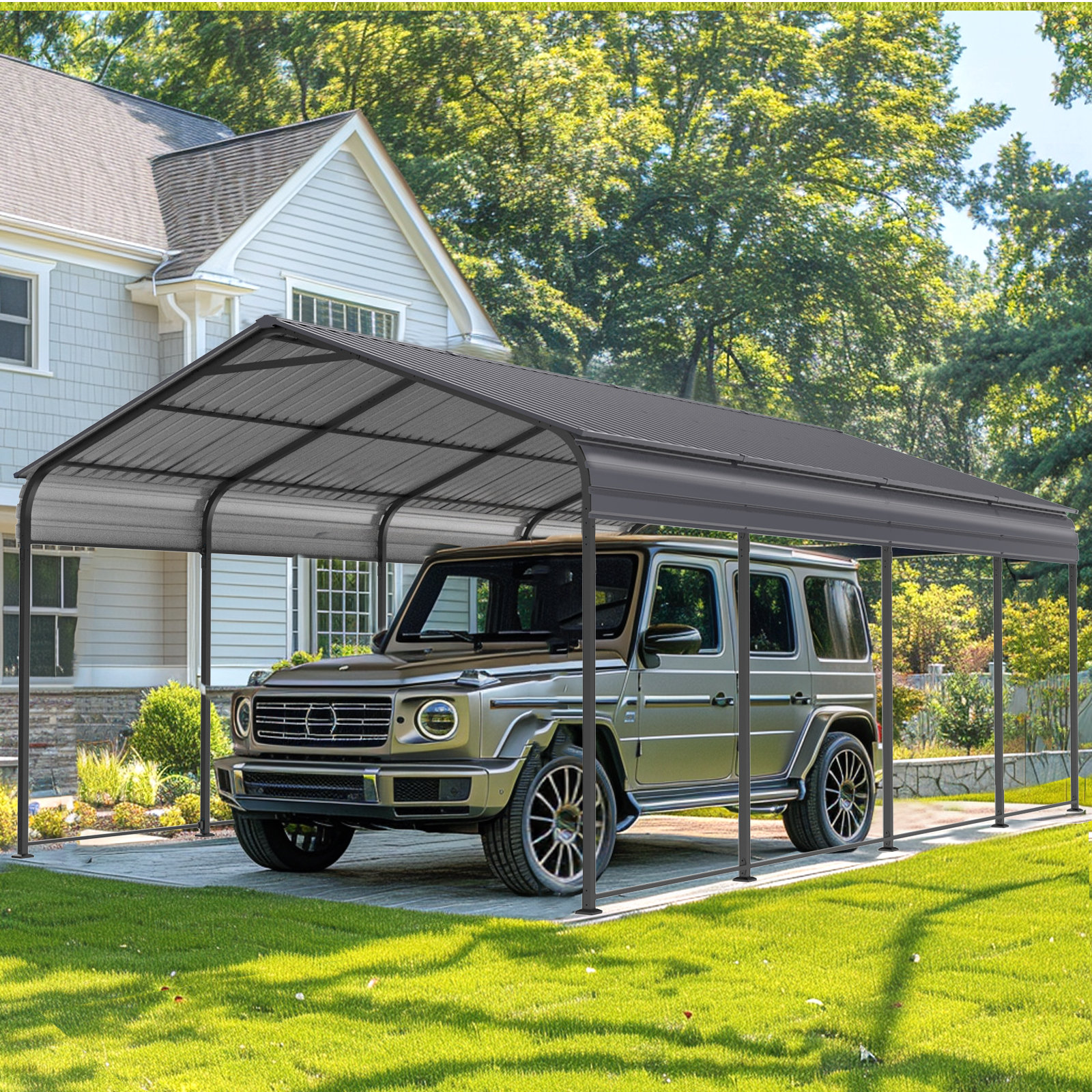 Sunny yard Outdoor 12 Ft. X 20 Ft. Carport Garage Canopy With Heavy ...