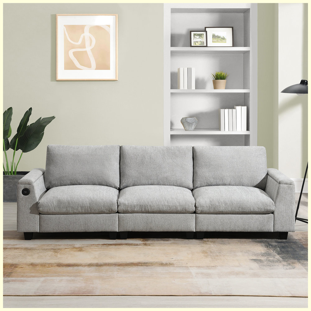 Ivy Bronx Modern Sectional Sofa with Bluetooth Speaker,Comfy Cloud ...