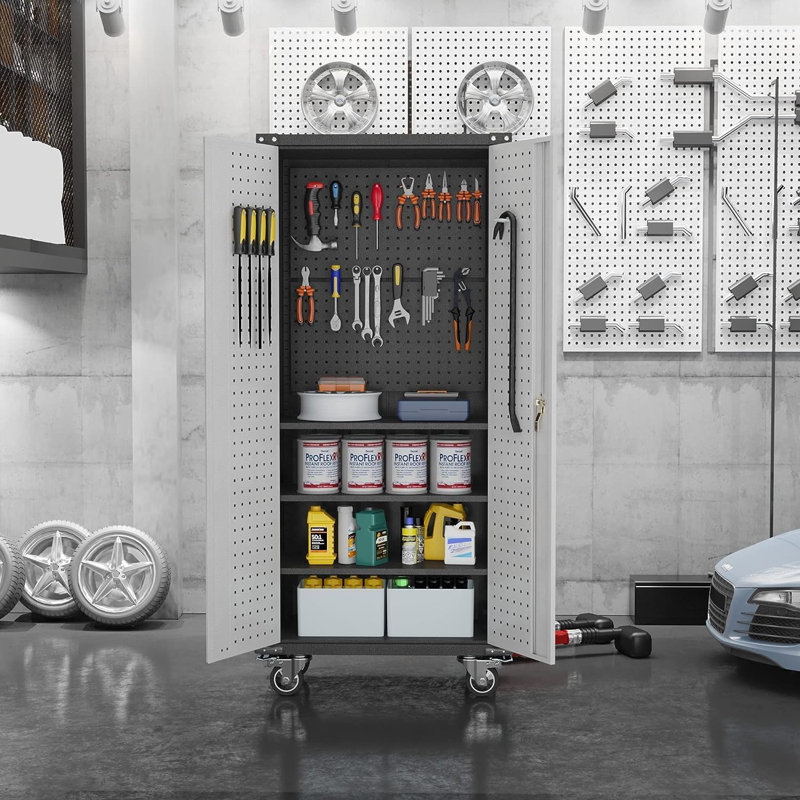 WFX Utility™ Metal Garage Cabinet with Pegboard and Wheels ...